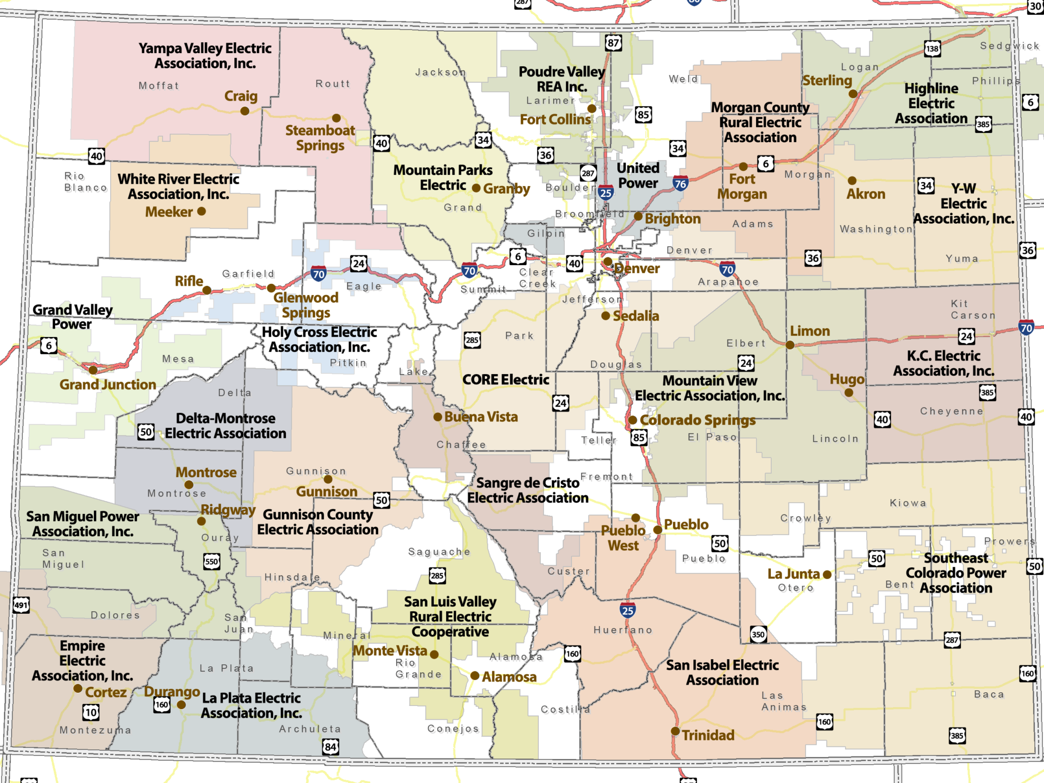 Co-op Map of Colorado & Member Contacts - Colorado Rural Electric ...